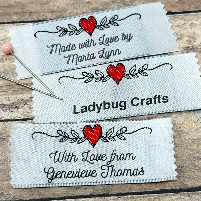 Personalized Clothing Labels Style 67: Heart & Vine - Name Maker